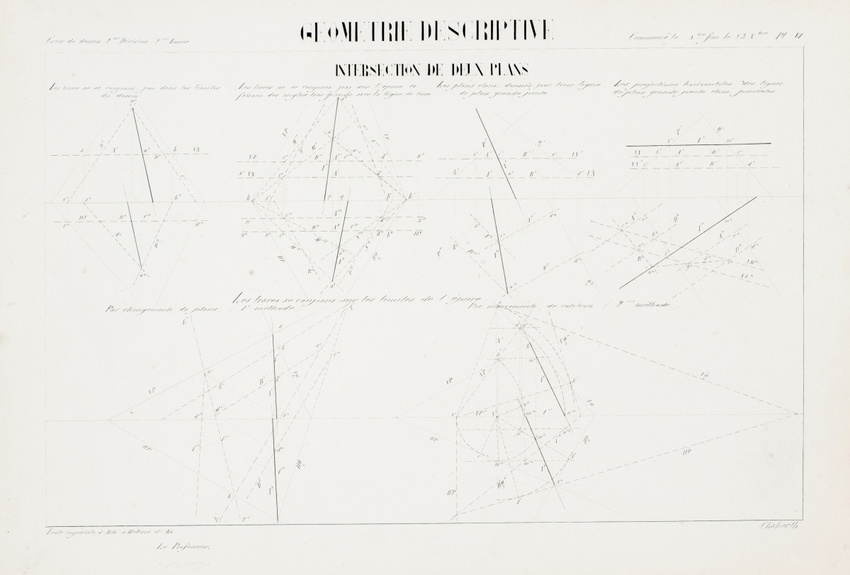 Cours de dessin 2ème division 2ème année. Géométrie descriptive ...