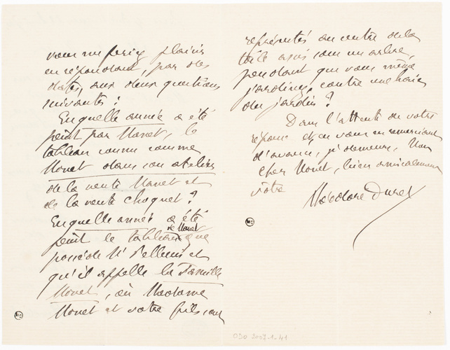 Lettre autographe signée de Théodore Duret à Claude Monet - Théodore ...