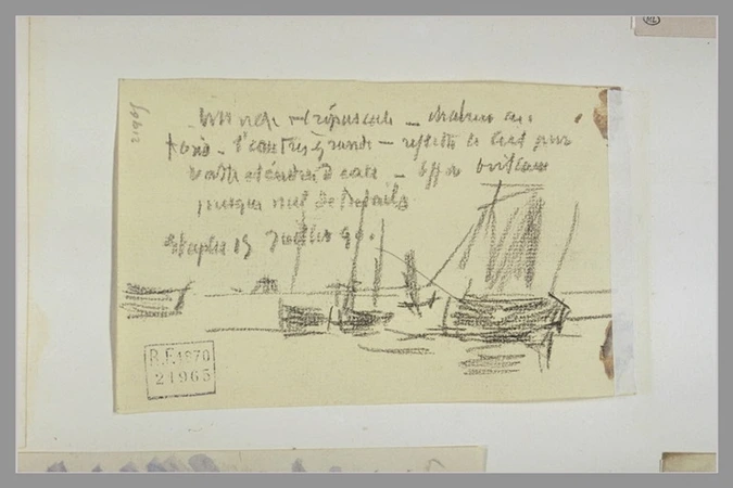 Voiliers sur la mer, et annotations manuscrites - Eugène Boudin | Musée ...