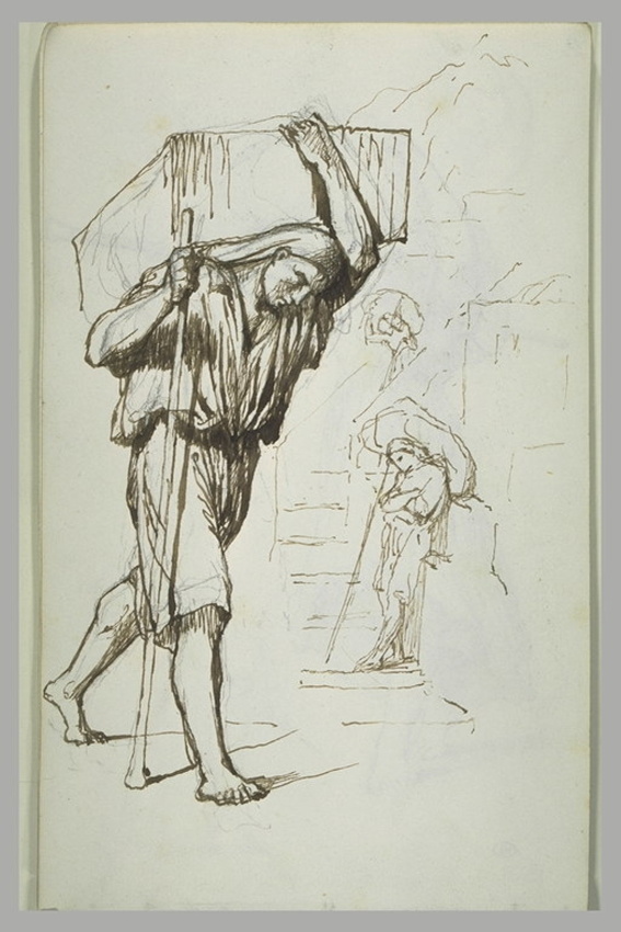 Plusieurs études d'un homme portant un fardeau - Elie Delaunay | Musée ...