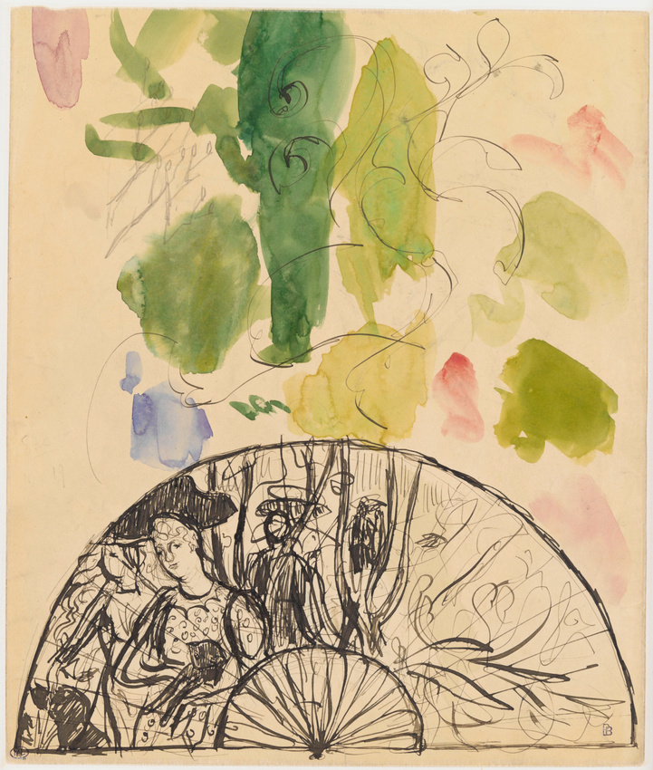 Projet d'éventail avec des personnages parmi les arbres - Pierre ...