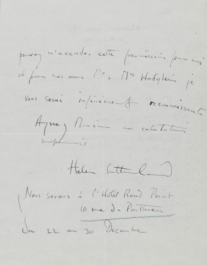 Correspondance manuscrite : Helen Sutherland à Paul Guillaume - Helen ...