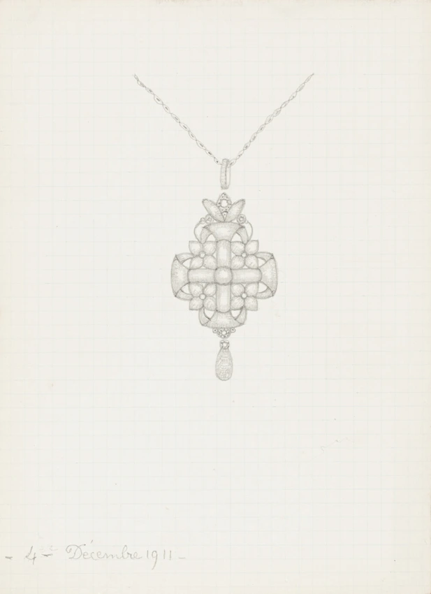 Croix grecque inscrite dans un carré avec goutte en chute et fleur en ...