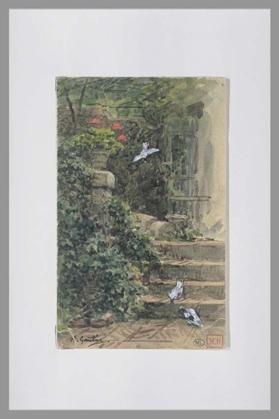 Un escalier de jardin à moitié envahi par la végétation - Amand Gautier ...