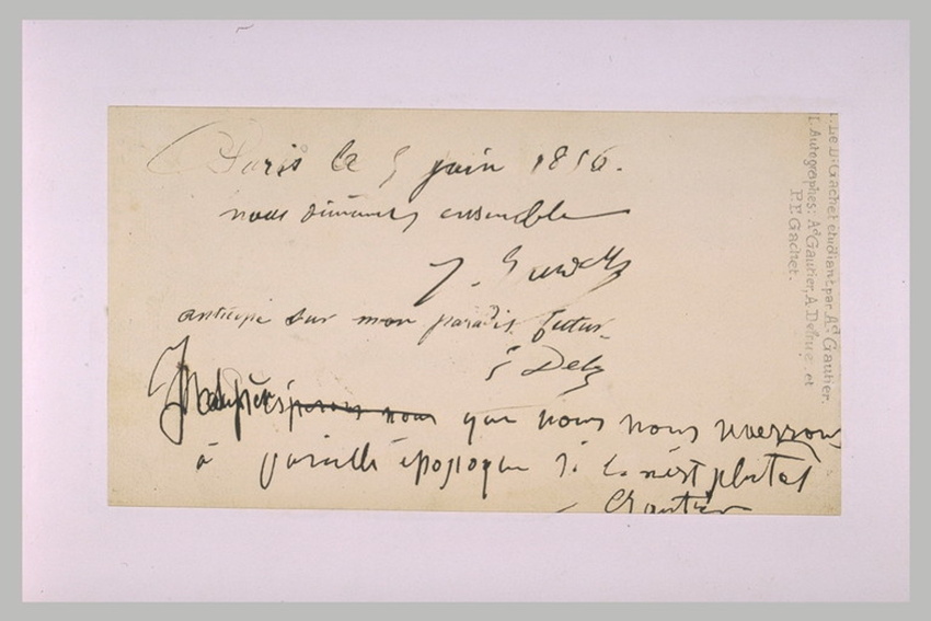 Autographes de A. Gautier, A. Delrue et de P.F. Gachet - Amand Gautier ...