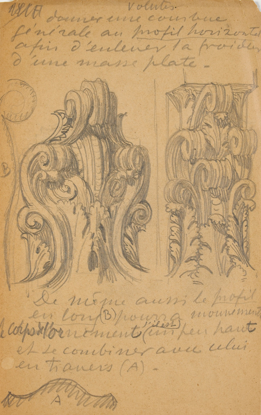 Motif architectural avec volutes et feuilles - Eugène Grasset | Musée d ...