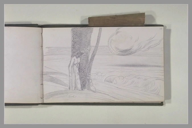 Figure debout, au pied d'un arbre regardant une immense étendue - Odilon Redon | Musée d'Orsay