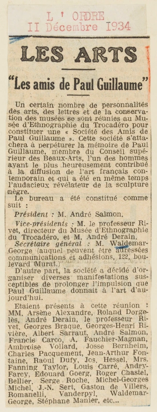 Les "Amis de Paul Guillaume" - Anonyme | Musée de l'Orangerie