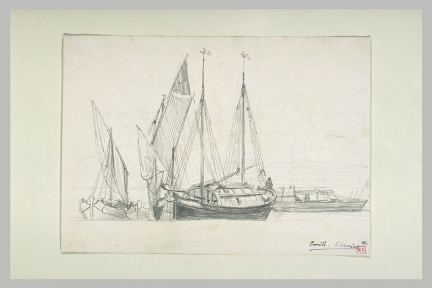 Trois bateaux de pêche - Emile-Louis Vernier | Musée d'Orsay