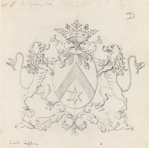 Modèle de blason pour un service en faience aux armes de la famille ...