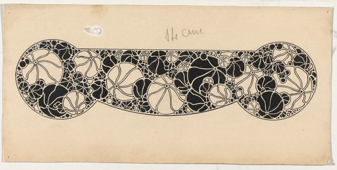 Motif décoratif de forme oblongue terminée aux deux extrémités par des ...