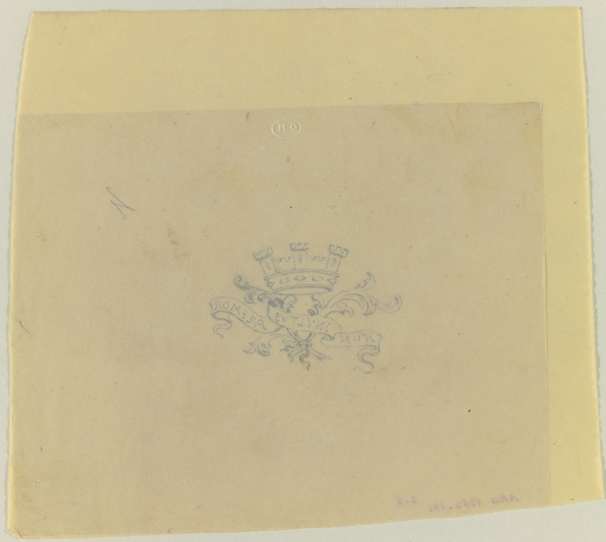 Poncif : devise de Nancy "Non Inultus Premor" soutenue par deux rameaux ...