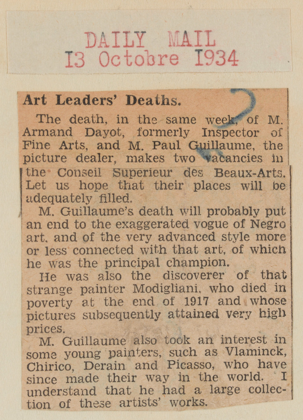 Art Leaders' Deaths - Anonyme | Musée de l'Orangerie