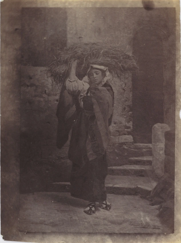 Peinture d'Edmond Lebel (1834-1908) représentant une jeune italienne ...