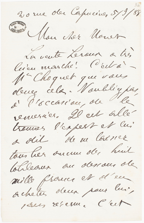 Lettre autographe signée de Théodore Duret à Claude Monet - Théodore ...