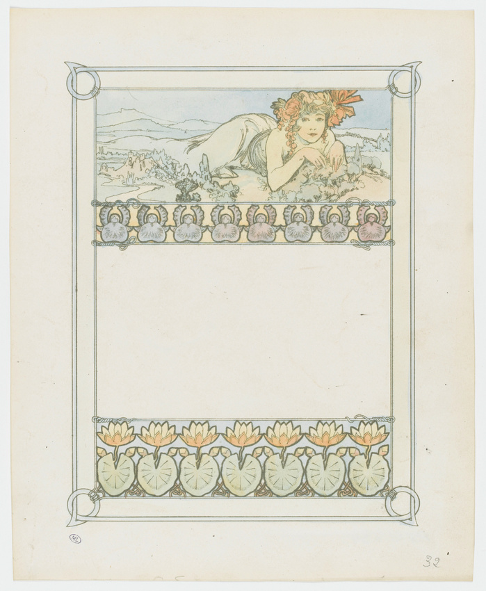 Figure géante d'une jeune fille allongée à plat ventre dans un paysage ...