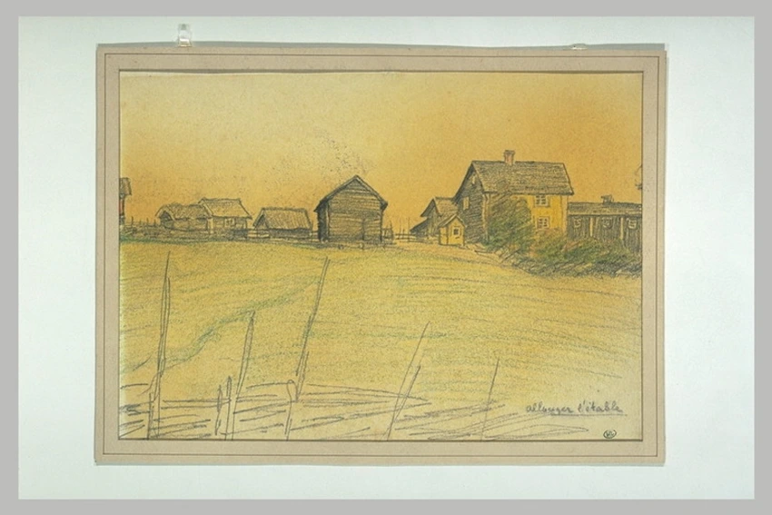 Paysage : un pré, quelques maisons et granges - Théophile Alexandre Steinlen | Musée d'Orsay