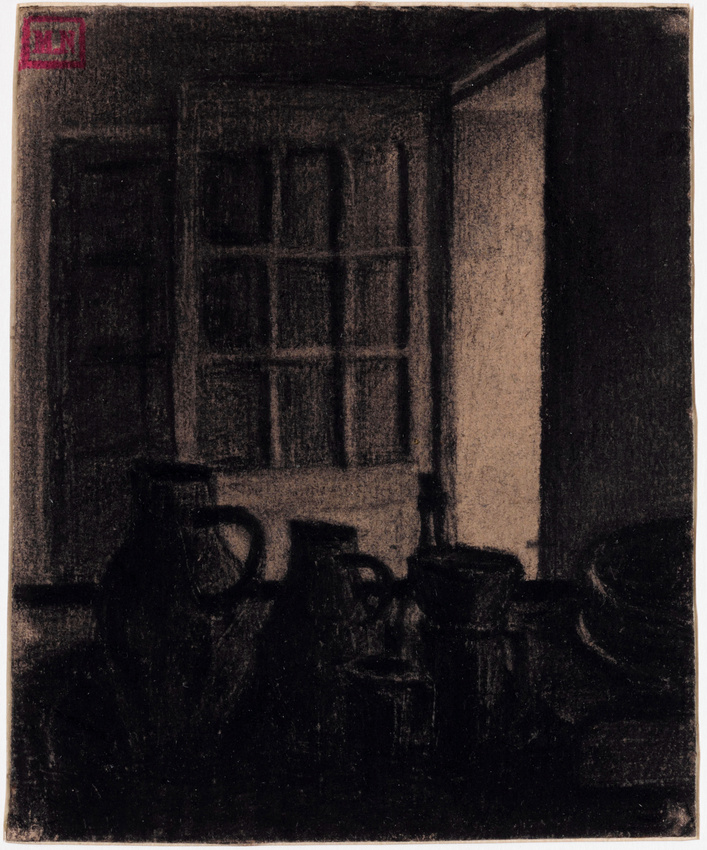 Chambre dans la pénombre, éclairée par une porte entrouverte - Léon ...