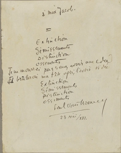 à Max Jacob [Poème à Max Jacob] - Paul Guillaume | Musée de l'Orangerie
