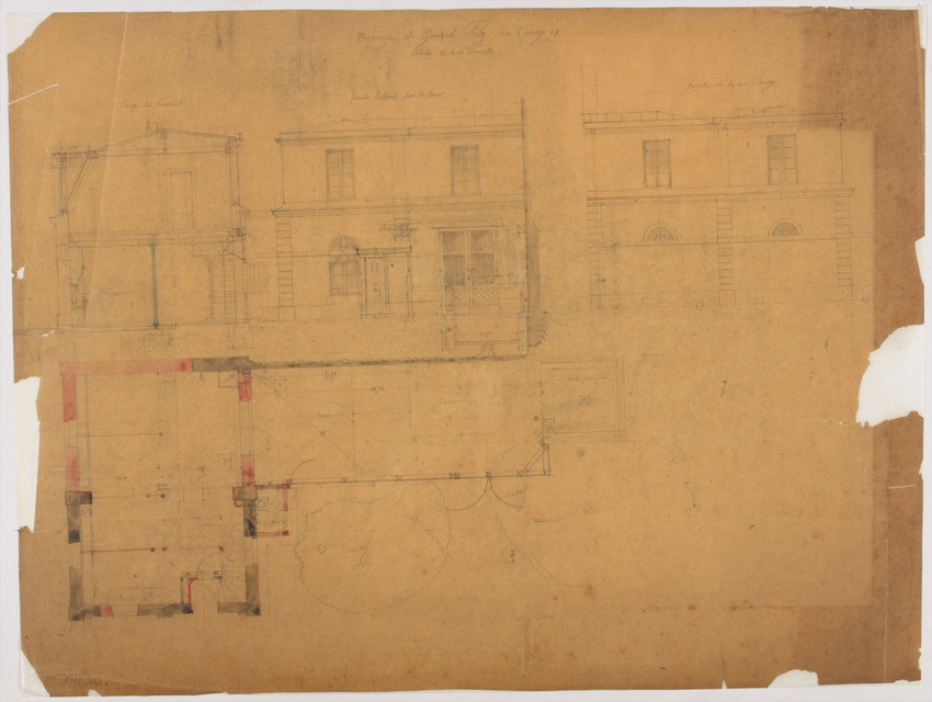 Propriété du Général Putz à Fontainebleau, élévation de la façade ...