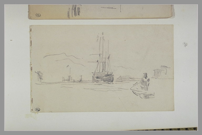 Grand vapeur au milieu d'une rade - Eugène Boudin | Musée d'Orsay