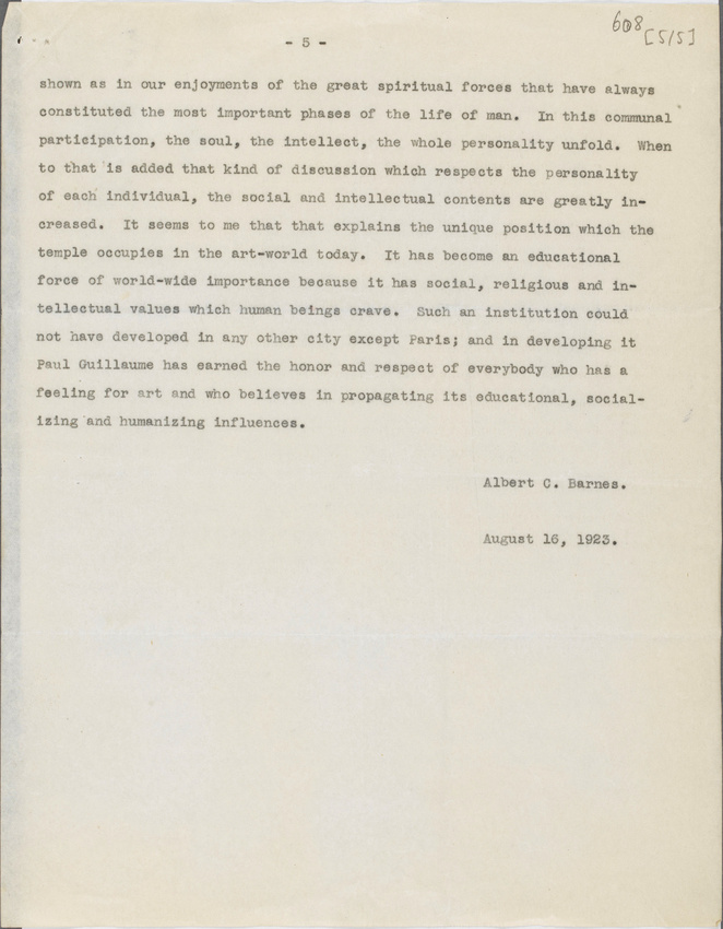 Propos sur la galerie Paul Guillaume - Albert C. Barnes | Musée de l ...