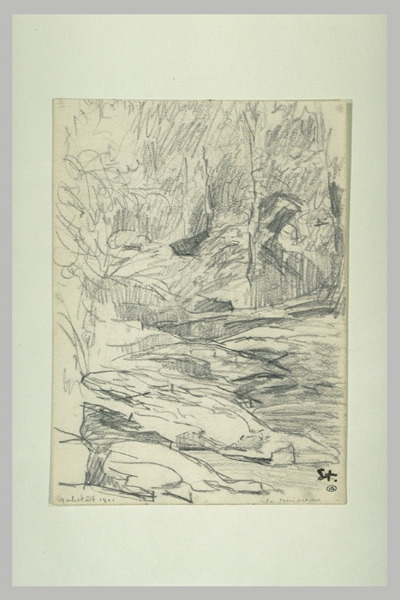 Paysage : rochers et arbres au bord d'une rivière - Théophile Alexandre Steinlen | Musée d'Orsay