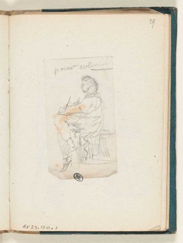 Croquis d'un personnage assis, écrivant - Henri Chapu | Musée d'Orsay