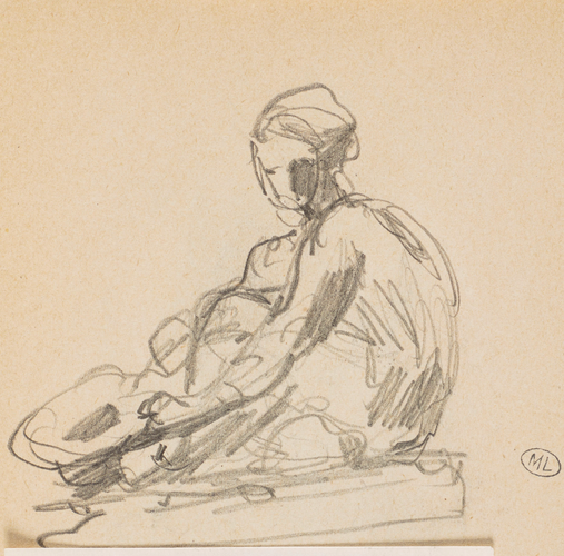 Croquis d'un personnage assis - Henri Chapu | Musée d'Orsay