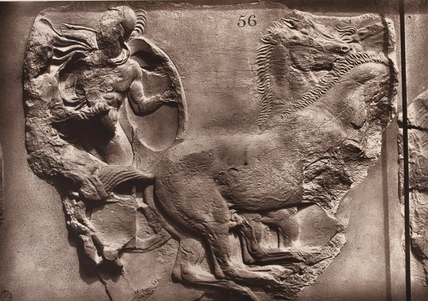 Bas-relief, from the Frieze of the Parthenon at Athens. (Victor with ...