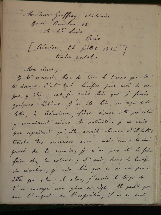 (26 juillet 1852), (Crémieu), à Geoffroy Dechaume - Charles-François ...