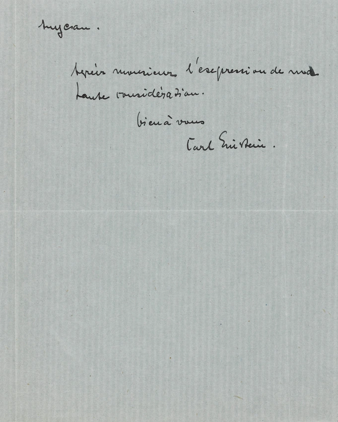 Correspondance manuscrite : Carl Einstein à Paul Guillaume - Carl ...
