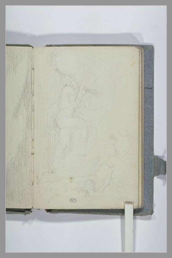Esquisse de trois figures, sur un fond hachuré - Henri Chapu | Musée d ...