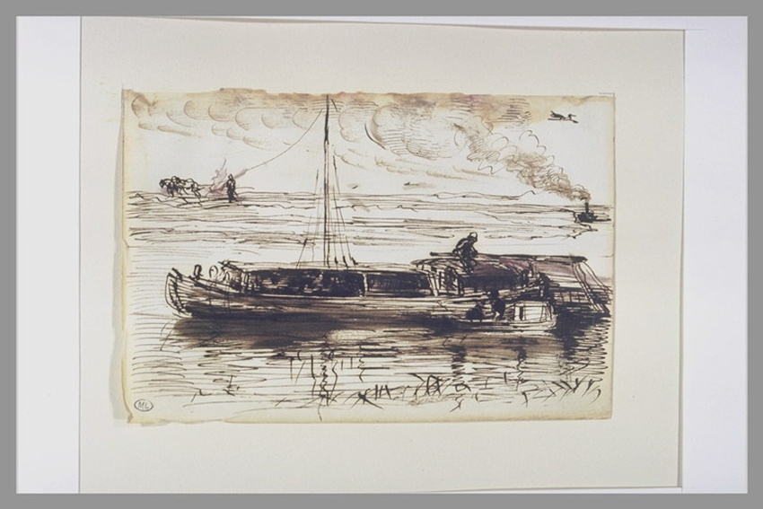 Le Botin aborde une péniche - Charles-François Daubigny | Musée d'Orsay