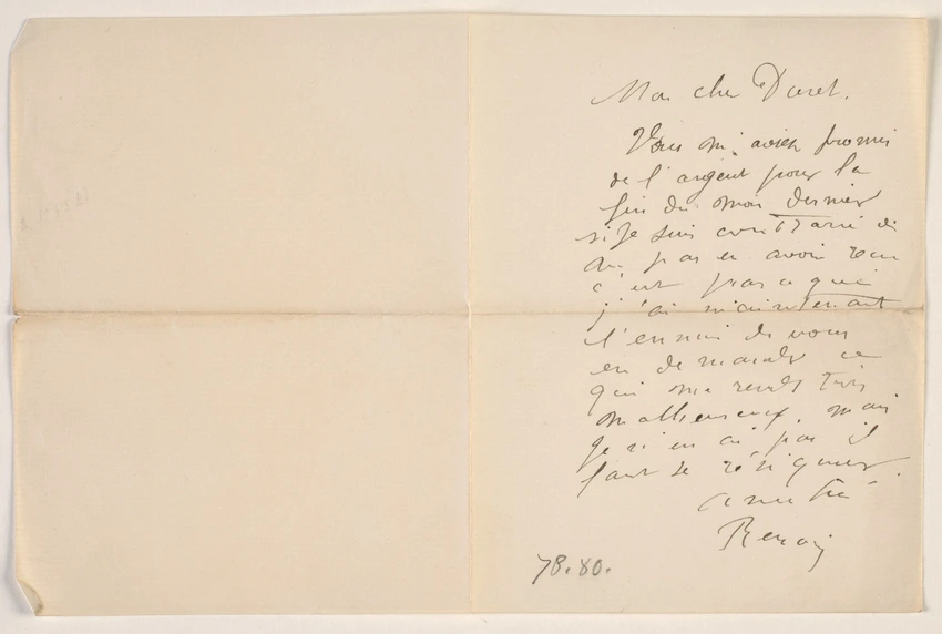 (1878-1880), sans lieu, à Théodore Duret - Auguste Renoir | Musée d'Orsay