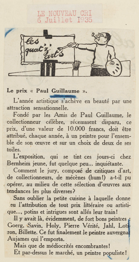 Le prix "Paul-Guillaume" - Anonyme | Musée de l'Orangerie