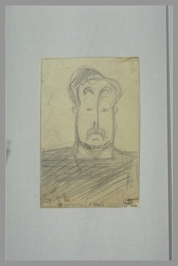 Homme moustachu, vu en buste, de face ; croquis d'un profil d'homme ...
