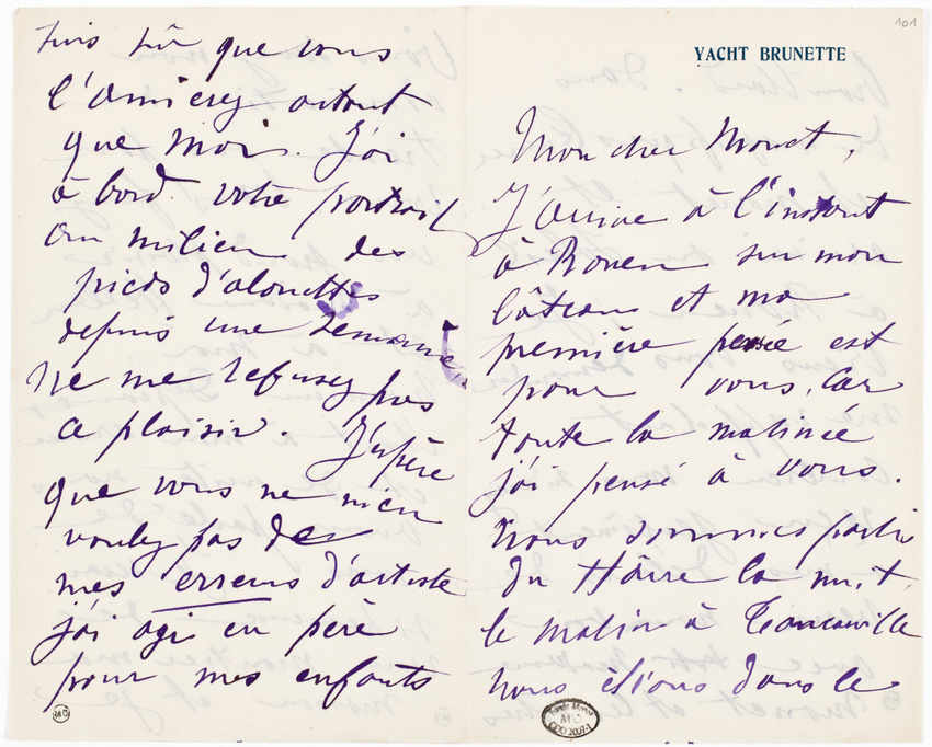 Lettre autographe signée de Paul Helleu à Claude Monet - Paul Helleu ...
