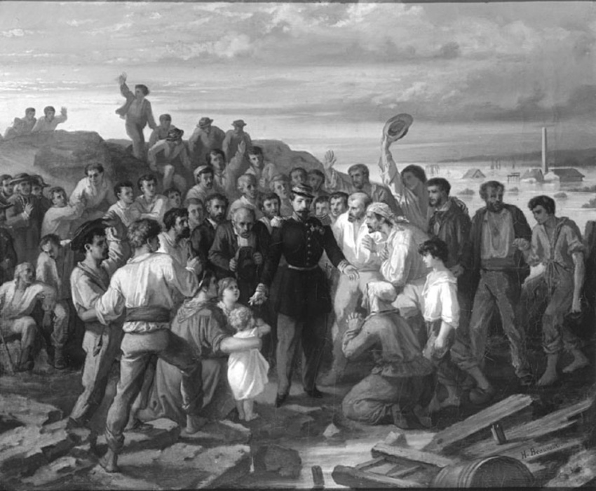 Le Prince-président visitant les inondés d'Angers - Hippolyte Beauvais ...