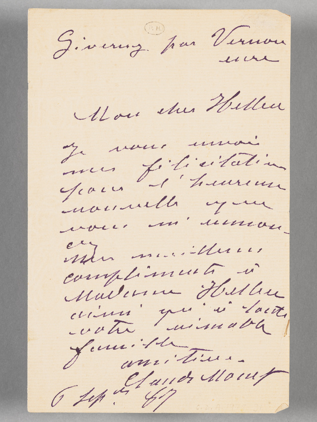 6 septembre 1887, Giverny, à Paul-César Helleu - Claude Monet | Musée d ...