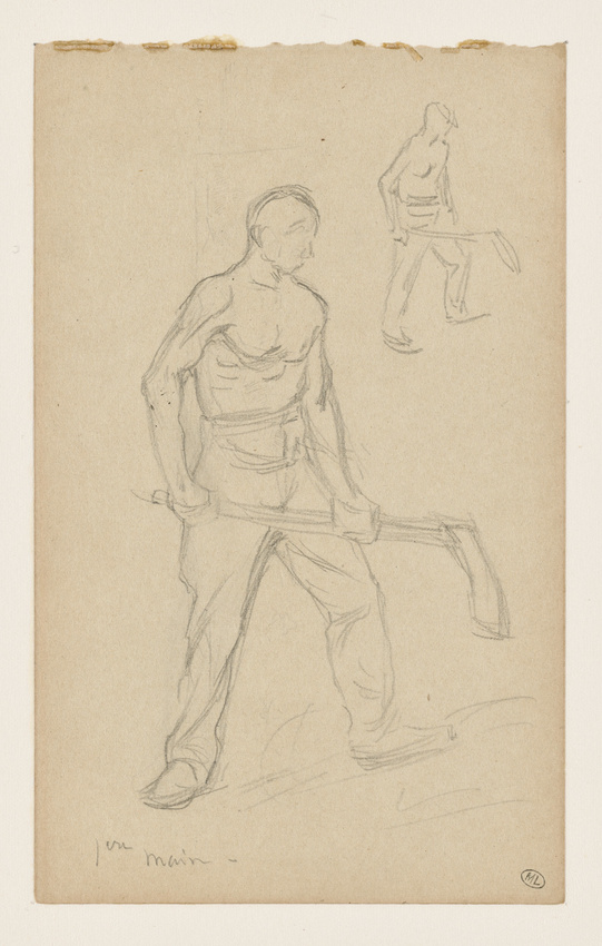 Deux hommes tenant dans ses mains une houe - Paul Richer | Musée d'Orsay