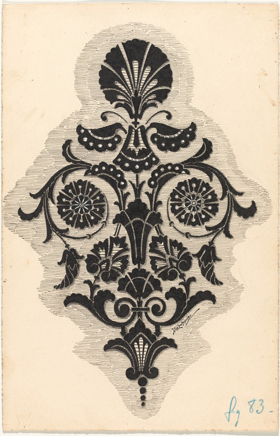 Motif décoratif composé de palmettes, de volutes feuillagées, de motifs ...