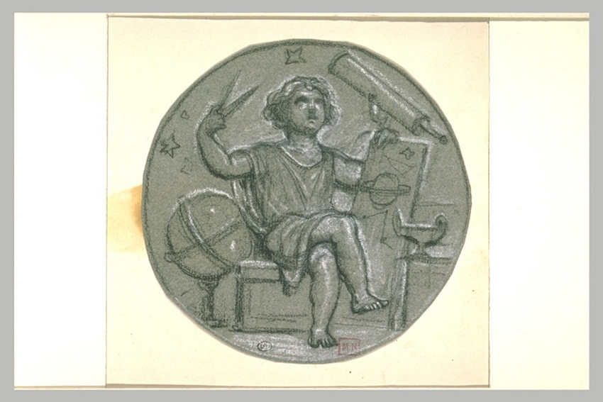 Enfant tenant un compas, et entouré d'instruments d'astronomie - Félix ...