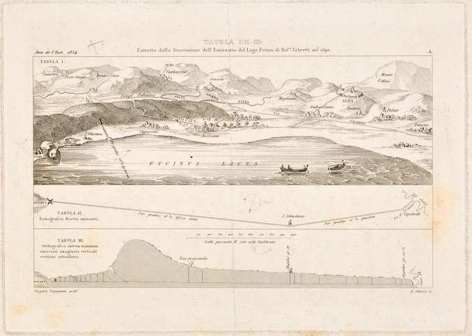 L'Emissaire du lac Fucin, détails de la construction, plans et coupes ...