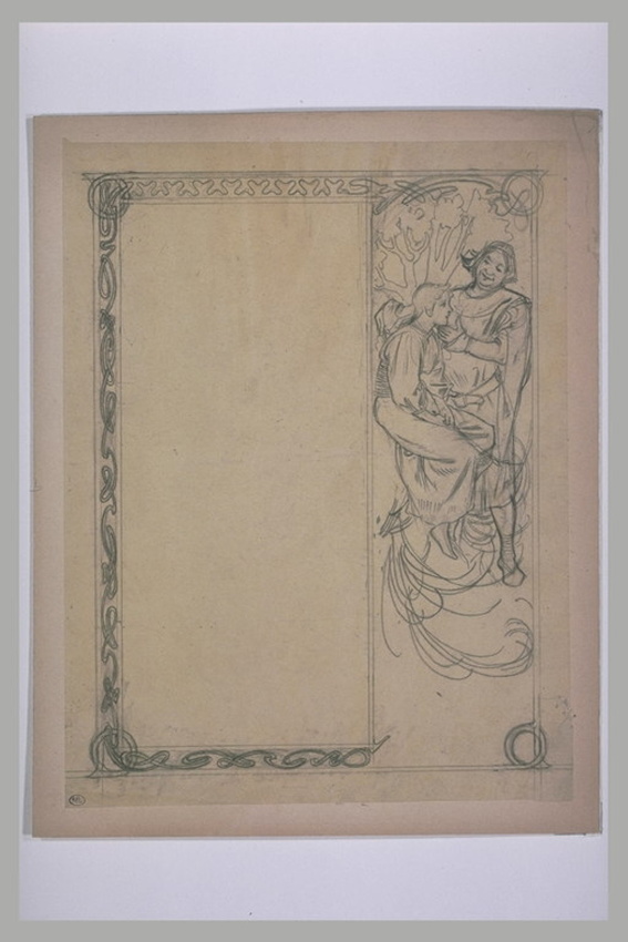 Homme et jeune bergère en costume médiéval, dans un paysage - Alphonse ...