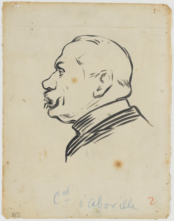 Tête d'homme moustachu avec col officier, de profil à gauche - Hermann ...