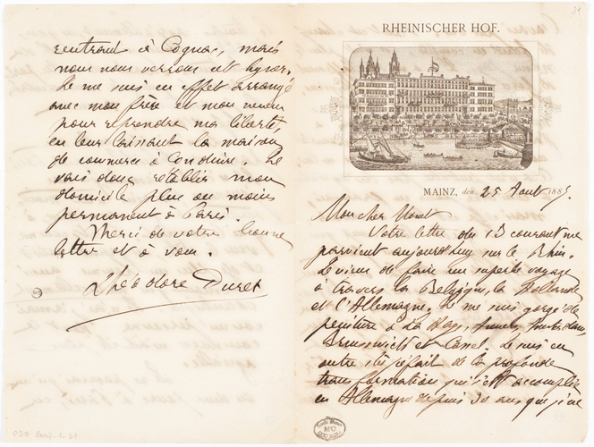 Lettre autographe signée de Théodore Duret à Claude Monet - Théodore ...