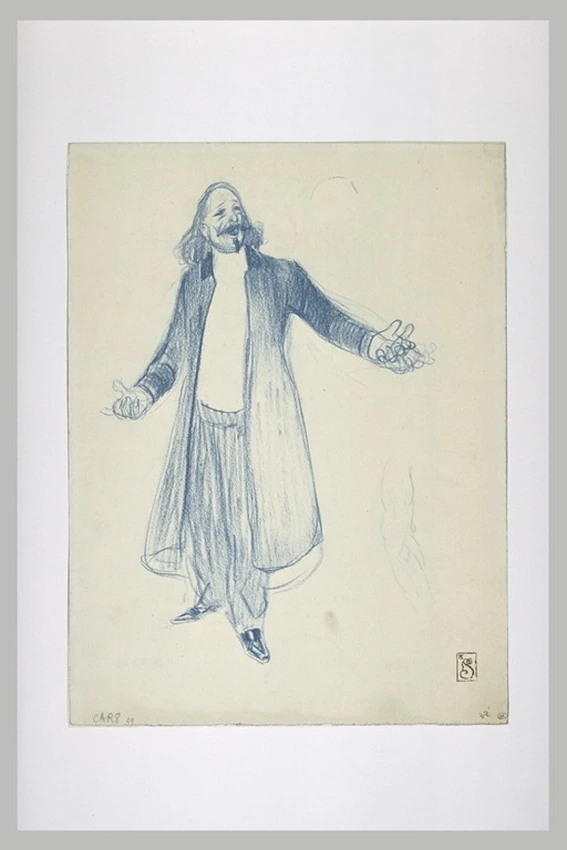 Homme debout, les bras écartés, et le pardessus ouvert - Théophile ...