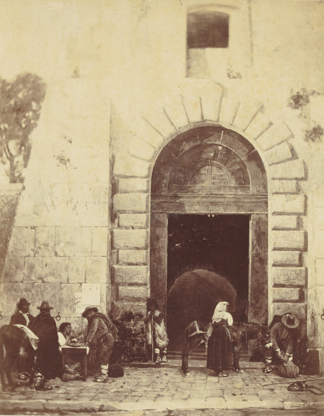 "Entrée de l'abbaye du Mont-Cassin, Italie", peinture d'Edmond Lebel ...