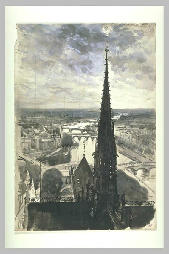 Notre Dame de Paris : la flèche vue des tours - Joseph Pennell | Musée ...